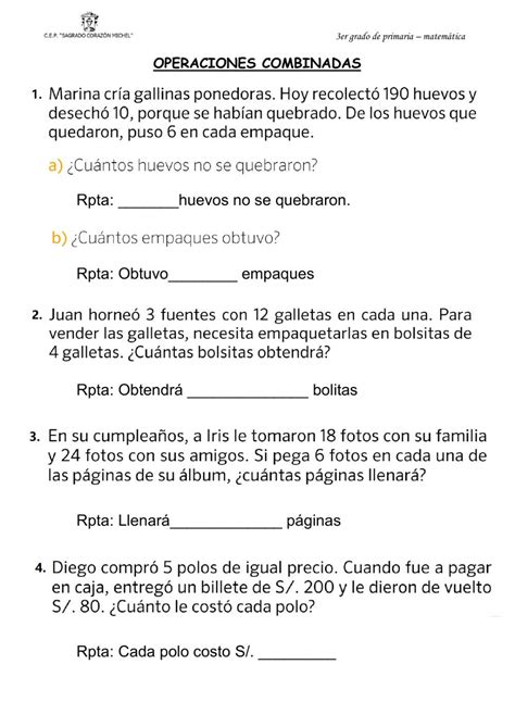 Problemas De Operaciones Combinadas Activity