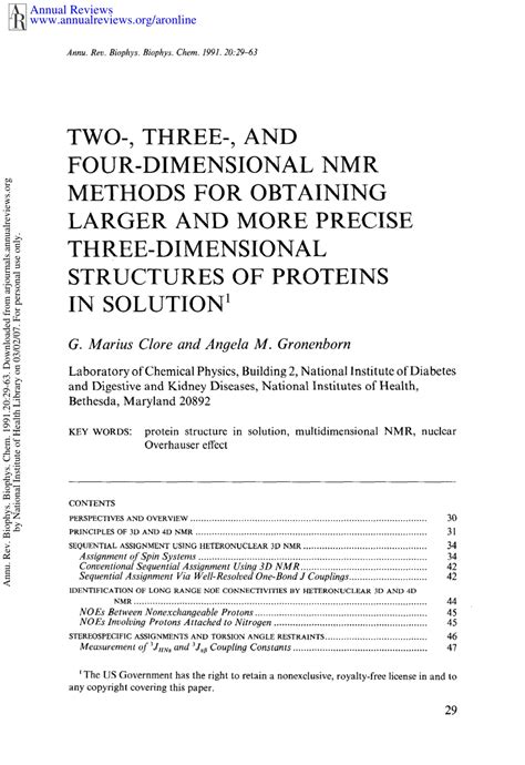 Pdf Two Three And Four Dimensional Nmr Methods For Obtaining