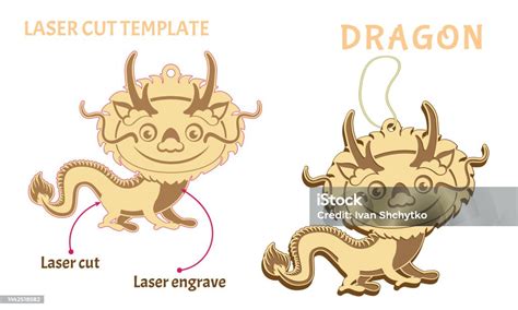 합판에서 드래곤 장난감입니다 레이저 절단 및 조각을위한 템플릿 중국 설날 조디악 표지판 흰색에 격리된 간단한 스타일의 벡터 그림 귀여운에 대한 스톡 벡터 아트 및 기타