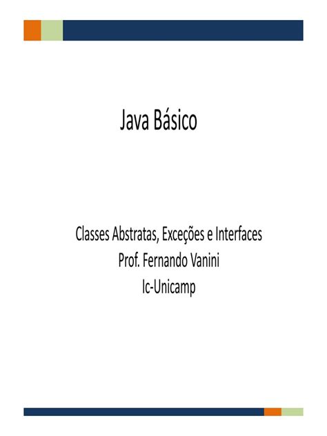 classes abstratas exceções einterfaces pdf classe programação de