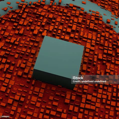 하나의 큰 큐브와 작은 큐브 패턴의 3d 추상 이미지 빨간색과 회색 색상 원근 배경 임의의 수준입니다 벽지 0명에 대한 스톡 사진 및 기타 이미지 Istock
