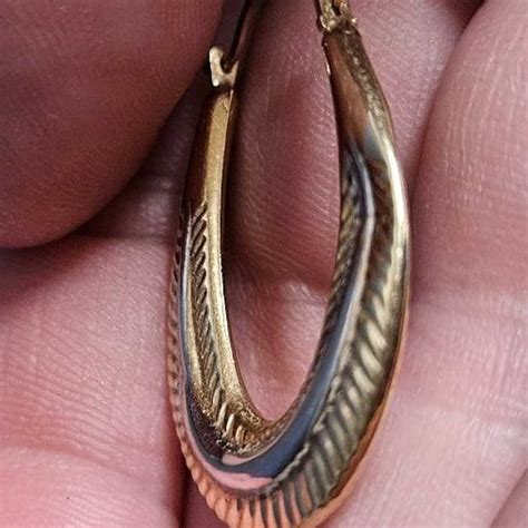 10k Solid Gold Two Tone White And Yellow Gold Large Hoo Gem