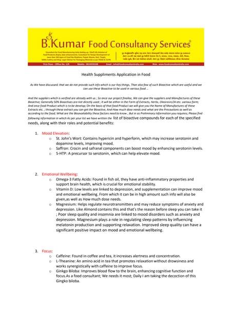 Bioactive Components For Health Via Foodpdf