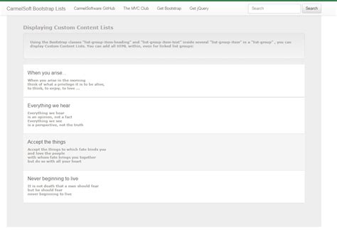 The Asp Net Mvc Club Bootstrap Tutorial Lesson 12 Responsive Lists With Linked Items