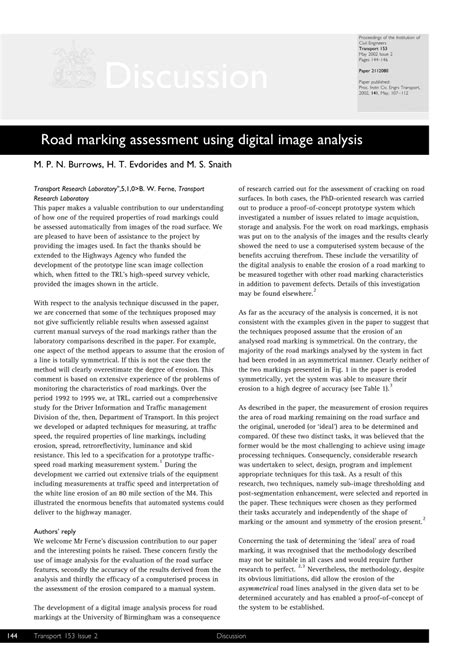Pdf Road Marking Assessment Using Digital Image Analysis