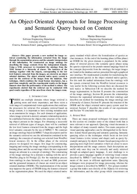 Pdf An Object Oriented Approach For Image Processing And Semantic Query Based On Content