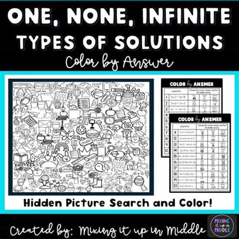 One None Infinite Solutions Worksheet For Systems Of Equations Activity