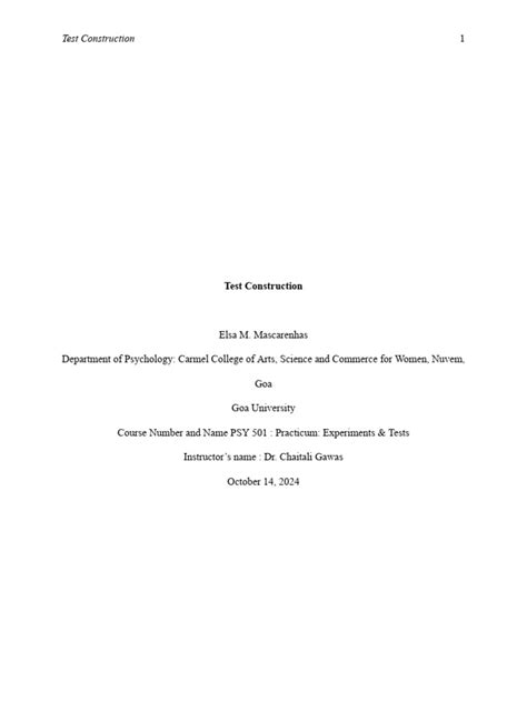 Test Construction Pdf Validity Statistics Motivation