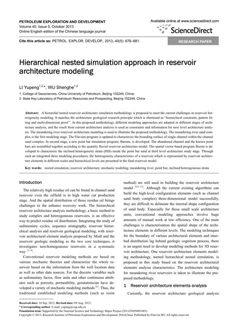 Pdf Hierarchical Nested Simulation Approach In Reservoir Architecture