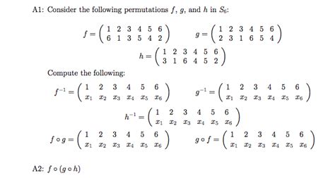 solved a1 consider the following permutations f g and h