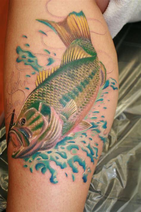 Photo Realism Of Small Mouth Bass On Calf Done By Jason Harless Dc