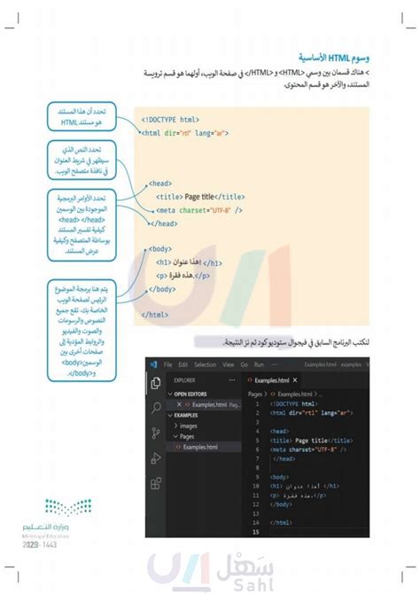 إنشاء موقع إلكتروني بلغة Html التقنية الرقمية 1 أول ثانوي المنهج