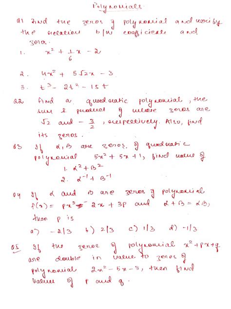 Polynomials Test Pdf