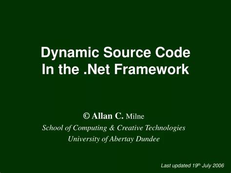 PPT Dynamic Source Code In The Net Framework PowerPoint Presentation ID