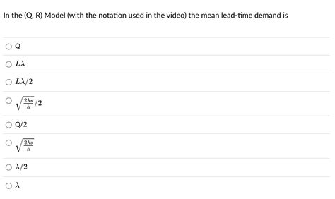 Solved In The Q R Model With The Notation Used In The