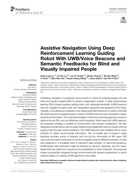 Pdf Assistive Navigation Using Deep Reinforcement Learning Guiding Robot With Uwbvoice