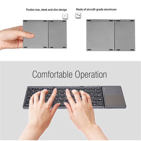 Sg Stock B033 Mini Folding Keyboard Bluetooth Foldable Wireless Keypad Touchpad Windows
