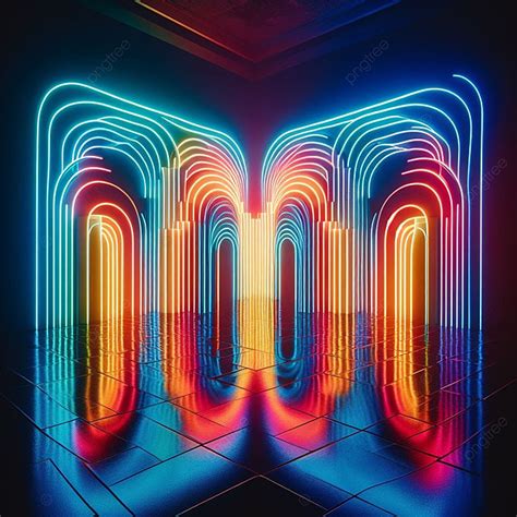 빛나는 기하학적 네온 불빛 배경 빛나는 기하학적 네온 불빛 빛 네온 배경 일러스트 및 사진 무료 다운로드 Pngtree