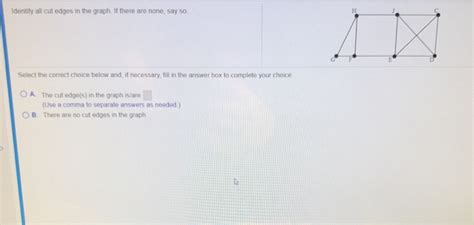 Solved Identify All Cut Edges In The Graph If There Are Chegg