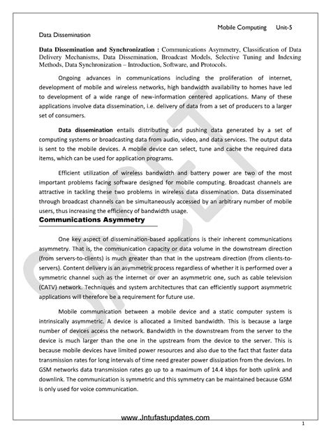 mc r16 unit 5 mobile computing notes data dissemination data