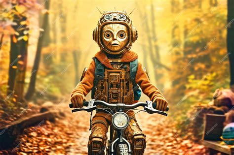 Premium Photo Robot In The Field Funny Robot In The Field Of Yellow Flowers Halloween Concept