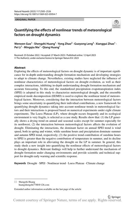 Quantifying The Effects Of Nonlinear Trends Of Meteorological Factors