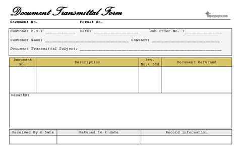 Document Transmittal Form Format