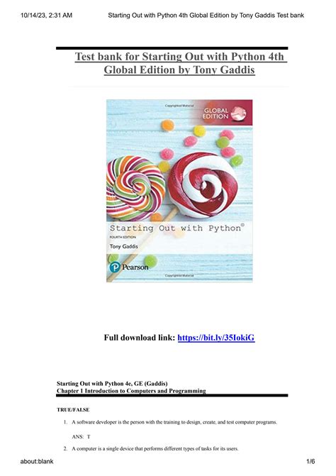 solution starting out with python 4th global edition by tony gaddis