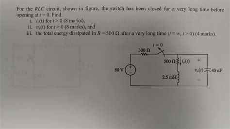 Solved For The RLC Circuit Shown In Figure The Switch Has Chegg