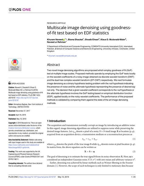 Pdf Multiscale Image Denoising Using Goodness Of Fit Test Based On Edf Statistics
