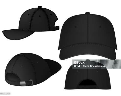 균일 한 모자 또는 모자 앞면 후면 및 오른쪽 보기와 야구 유니폼 캡의 모형과 빈 템플릿 격리된 벡터 그림 집합입니다 디자인 템플릿입니다 벡터 그림입니다 개념에 대한 스톡