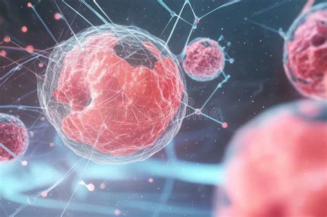 Microscopic View Of Interconnected Cells Displaying Vibrant Colors And Intricate Details Stock