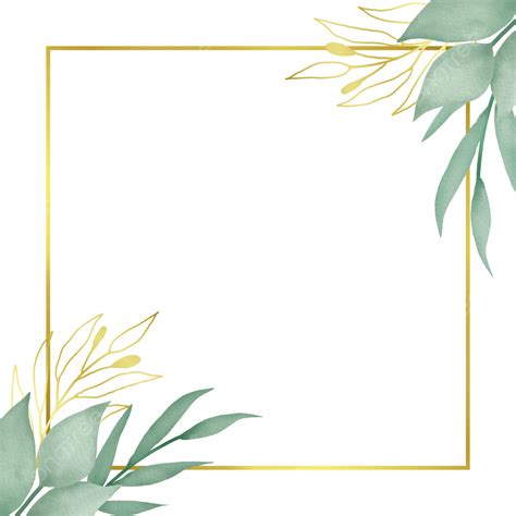 Greenery Watercolor Leaves Frame Border Leaves Watercolor Leaf Png