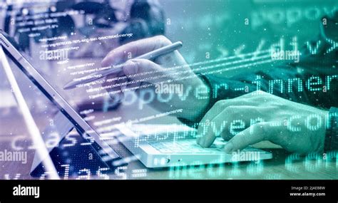Businessman Working With Laptop Computer On Wooden Desk In Modern