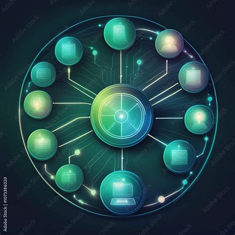 A Flowchart Icon Showing Data Moving Between Nodes Each Node Is