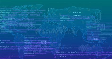 Animation Of Computer Language Over Circuit Board Pattern On Map