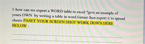 Solved How Can We Export A WORD Table To Excel Give An Chegg