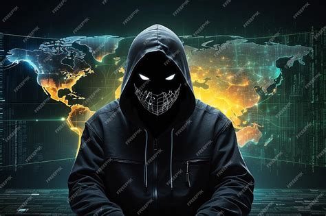 Premium Photo Dark Web Hooded Hacker Cyber War Concept
