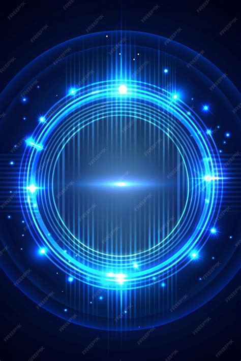 Premium Photo Abstract Glowing Circle Lines On Dark Blue Background