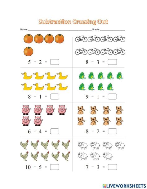 Subtraction Crossing Out Worksheet Live Worksheets Worksheets Library