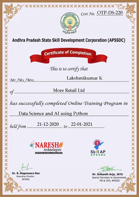 lakshmikumar krishnan on linkedin ai and data science learnt from apssdc