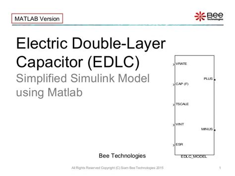 Electric Double Layer Capacitor Edlc Simplified Matlab Model