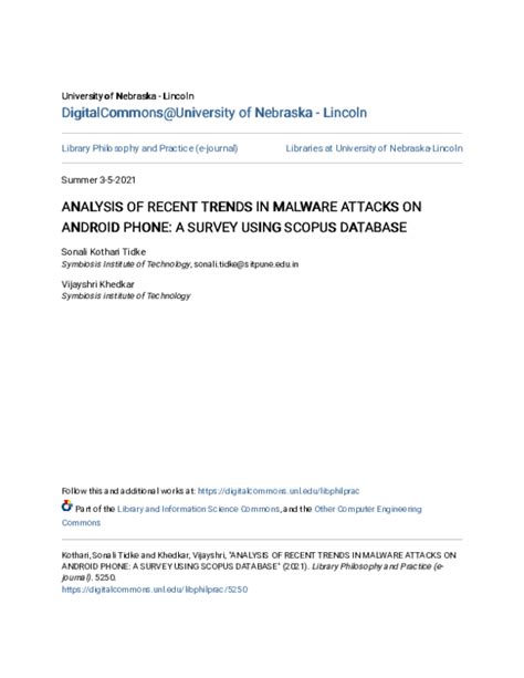 Pdf Analysis Of Recent Trends In Malware Attacks On Android Phone A