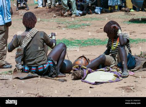 Ethiopia Omo Valley Bana Tribe Women In Shells And Leather At The