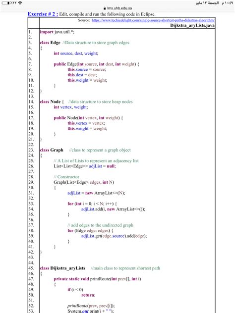 Solved Write A Java Program For Dijkstras Algorithm For