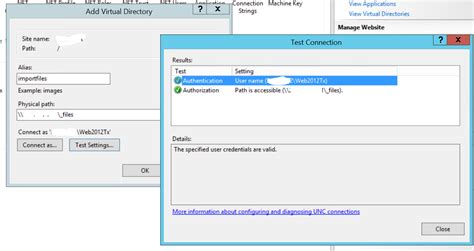 Iis Virtual Directory To Remote Server Shared Folder The Path Might Not Exist And