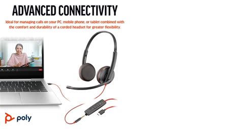 POLY Blackwire 3225 Stereo USB C Headset 3 5mm Plug USB C A Adapter Bulk 21759 In