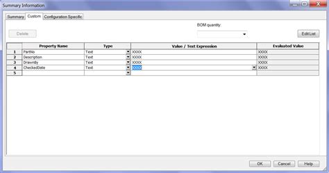 link custom properties solidworks drawing title block