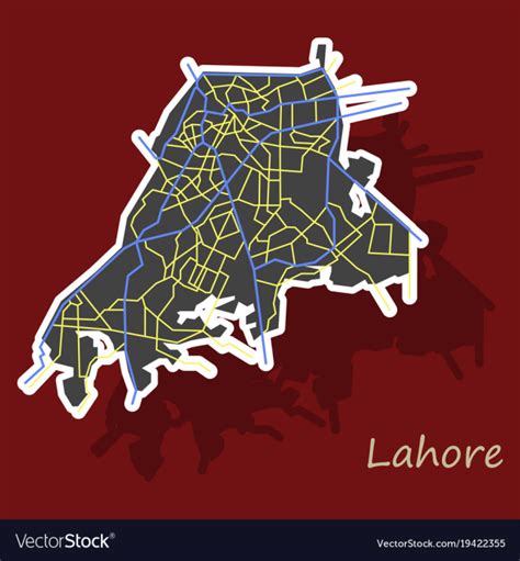 Free Lahore City Map Color Sticker Panoramic Vector Image Nohat Cc