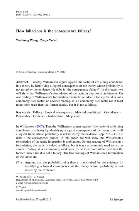 Pdf How Fallacious Is The Consequence Fallacy